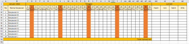 5 Cara Membuat Absensi Karyawan di Excel - Aplikasi Absensi Online Karyawan