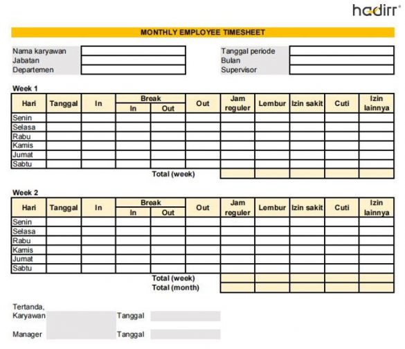 Contoh Timesheet Kerja Karyawan dan Cara Membuatnya - Aplikasi Absensi ...