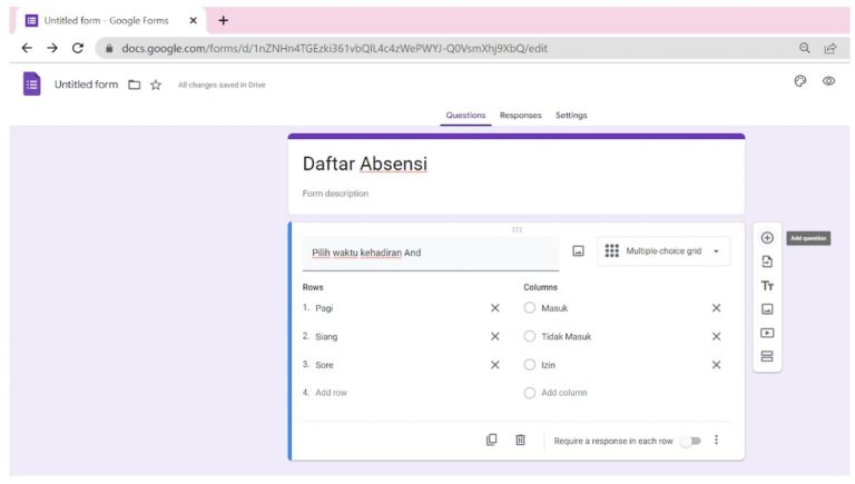 Form Absensi Online di Google Form: Contoh & Cara Membuat - Aplikasi ...