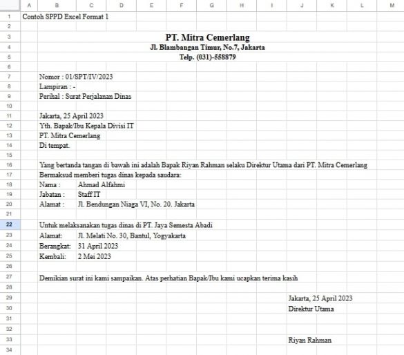 Kumpulan Contoh Format SPPD Terbaru 2023 Excel - Aplikasi Absensi Online Karyawan