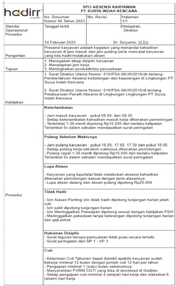 Kumpulan SOP Presensi Kepegawaian di Berbagai Instansi - Aplikasi ...