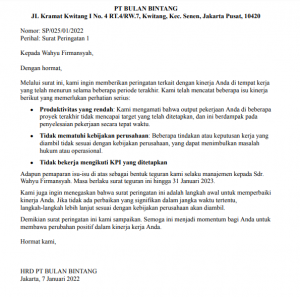 7 Contoh Surat Teguran Karyawan: SP 1 hingga SP 3 - Aplikasi Absensi ...