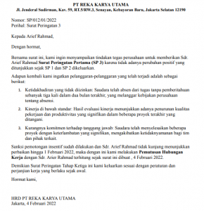 7 Contoh Surat Teguran Karyawan: SP 1 hingga SP 3 - Aplikasi Absensi ...